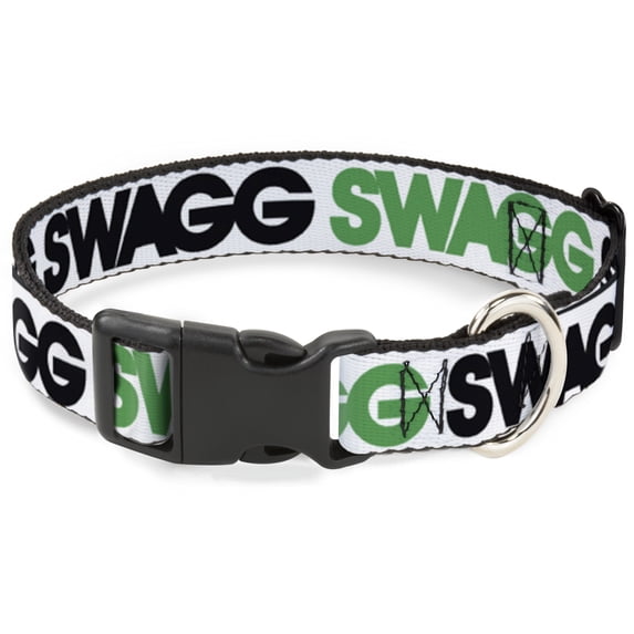 Buckle-Down Pet Collar, Dog Collar Plastic Buckle, Swagg White Black ...