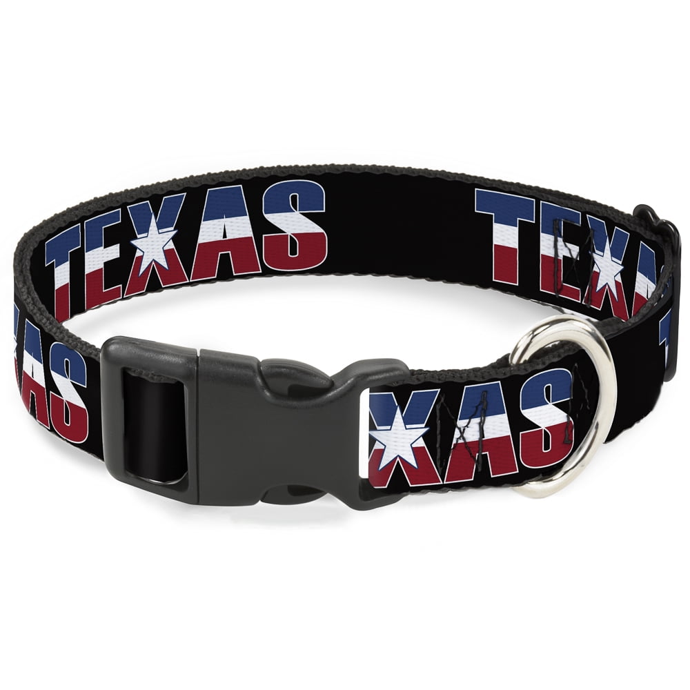Buckle-Down Pet Collar, Dog Collar Plastic Buckle, Texas Star Black ...