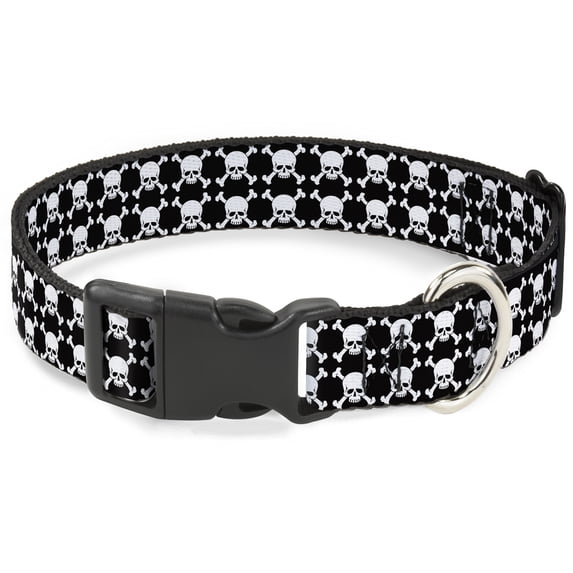 Buckle-Down Pet Collar, Dog Collar Plastic Buckle, Top Skulls Black ...
