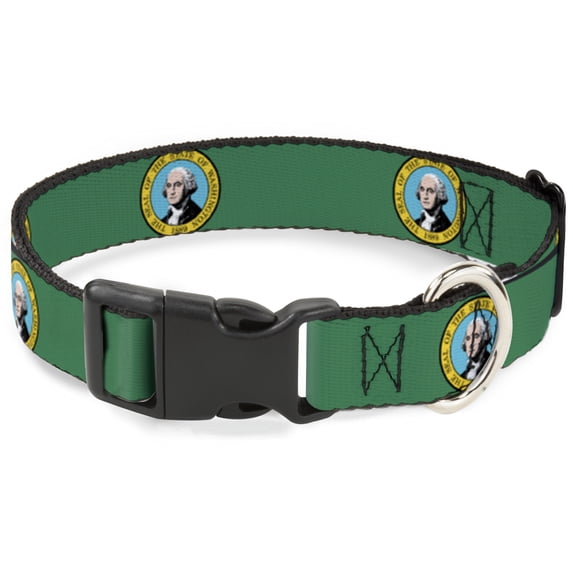 Buckle-Down Pet Collar, Dog Collar Plastic Buckle, Washington Flag, 7 ...