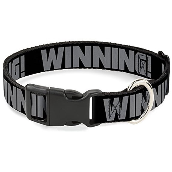 Buckle-Down Pet Collar, Dog Collar Plastic Buckle, Winning Black Gray ...
