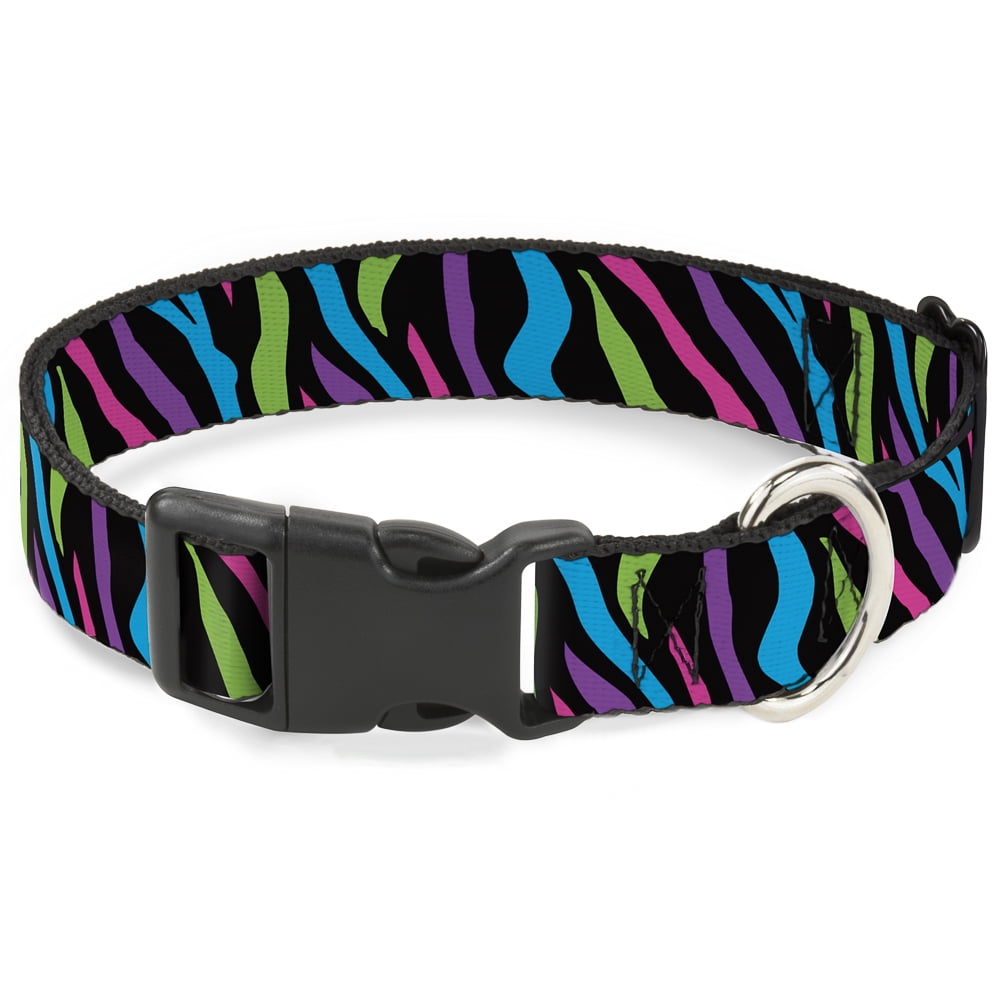 Buckle-Down Pet Collar, Dog Collar Plastic Buckle, Zebra Black Blue ...