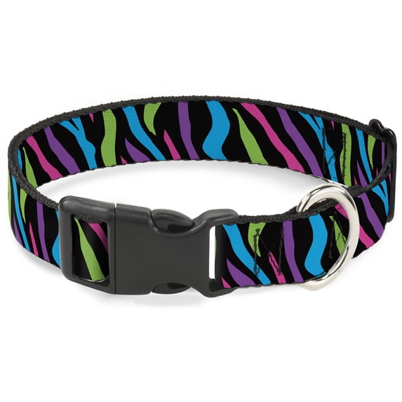 Buckle-Down Pet Collar, Dog Collar Plastic Buckle, Zebra Black Blue ...