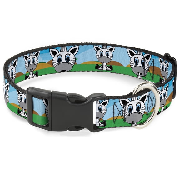 Buckle-Down Pet Collar, Dog Collar Plastic Buckle, Zebra Cartoon, 8.5 ...