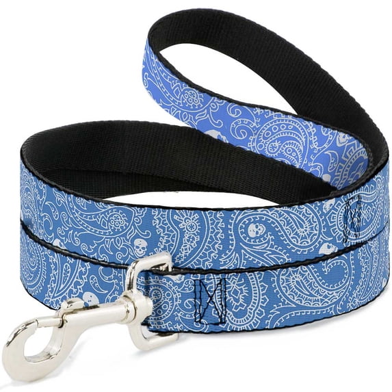 Buckle-Down Pet Leash, Dog Leash, Bandana Skulls Baby Blue White, 4 ...