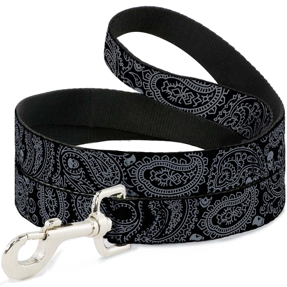 Buckle-Down Pet Leash, Dog Leash, Bandana Skulls Black Silver, 4 Feet ...