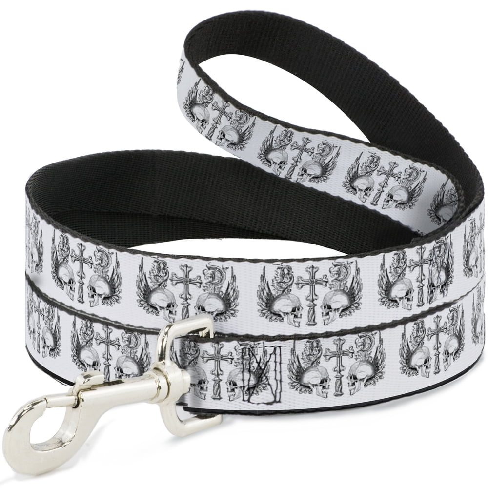 Buckle-Down Pet Leash, Dog Leash, Buckle Down Skulls Wings White Black ...