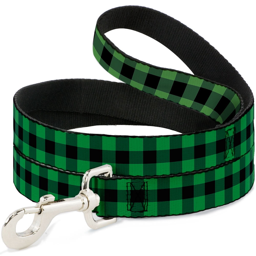 Buckle-Down Pet Leash, Dog Leash, Buffalo Plaid Black Neon Green, 4 ...