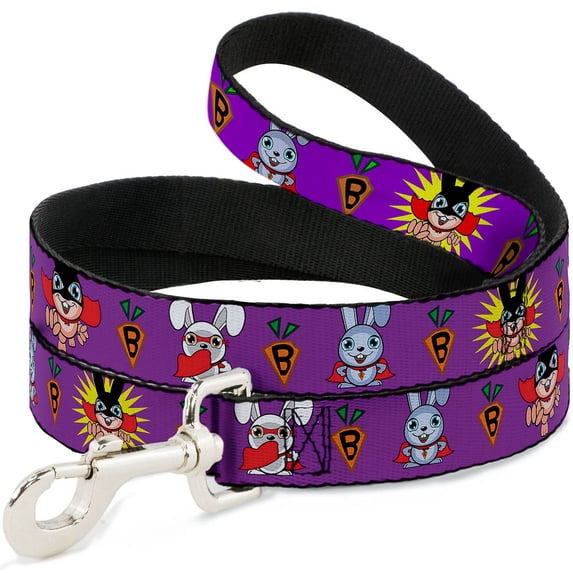 Buckle-Down Pet Leash, Dog Leash, Bunny Superhero Purple, 4 Feet Long 1 ...