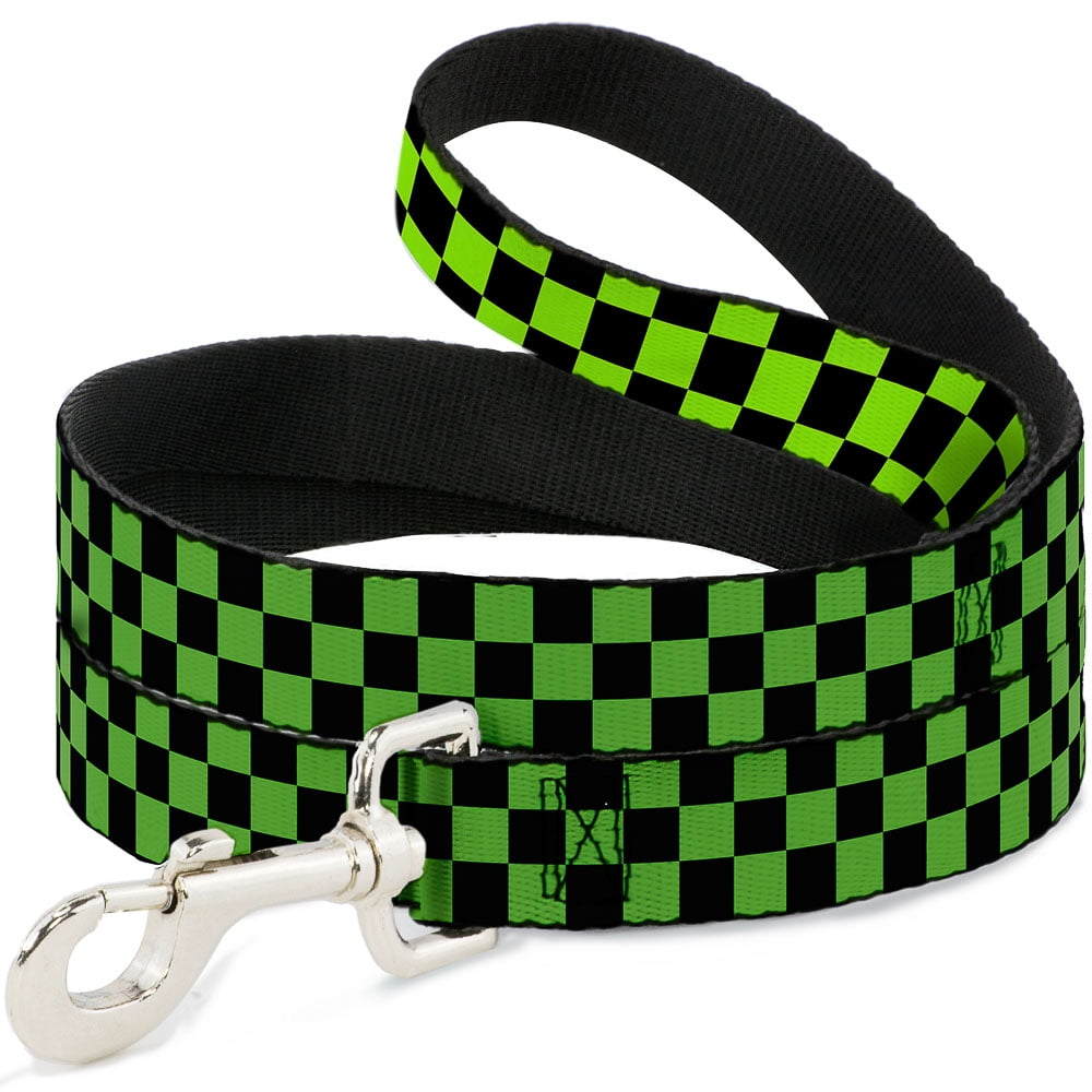 Buckle-Down Pet Leash, Dog Leash, Checker Black Neon Green, 6 Feet Long ...
