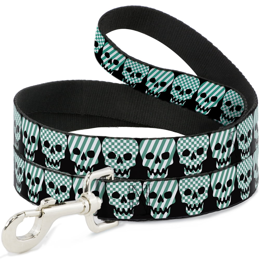 Buckle-Down Pet Leash, Dog Leash, Checker Stripe Skulls Black White ...