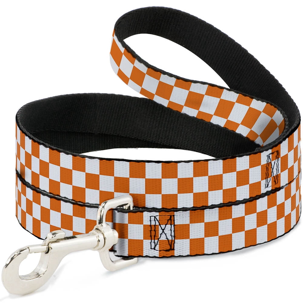 Buckle-Down Pet Leash, Dog Leash, Checker White Tn Orange, 6 Feet Long ...