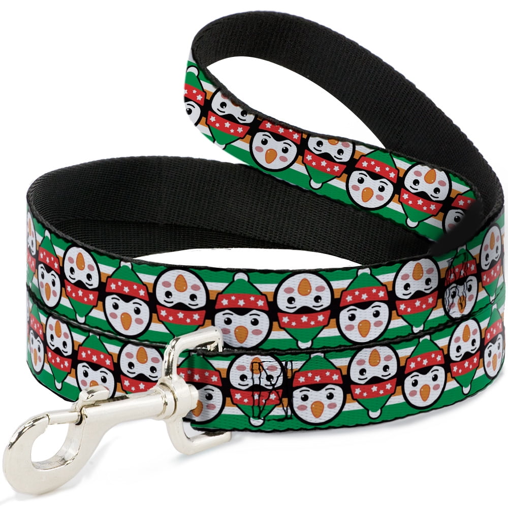 Buckle-Down Pet Leash, Dog Leash, Christmas Penguin Flip Stripe Green ...