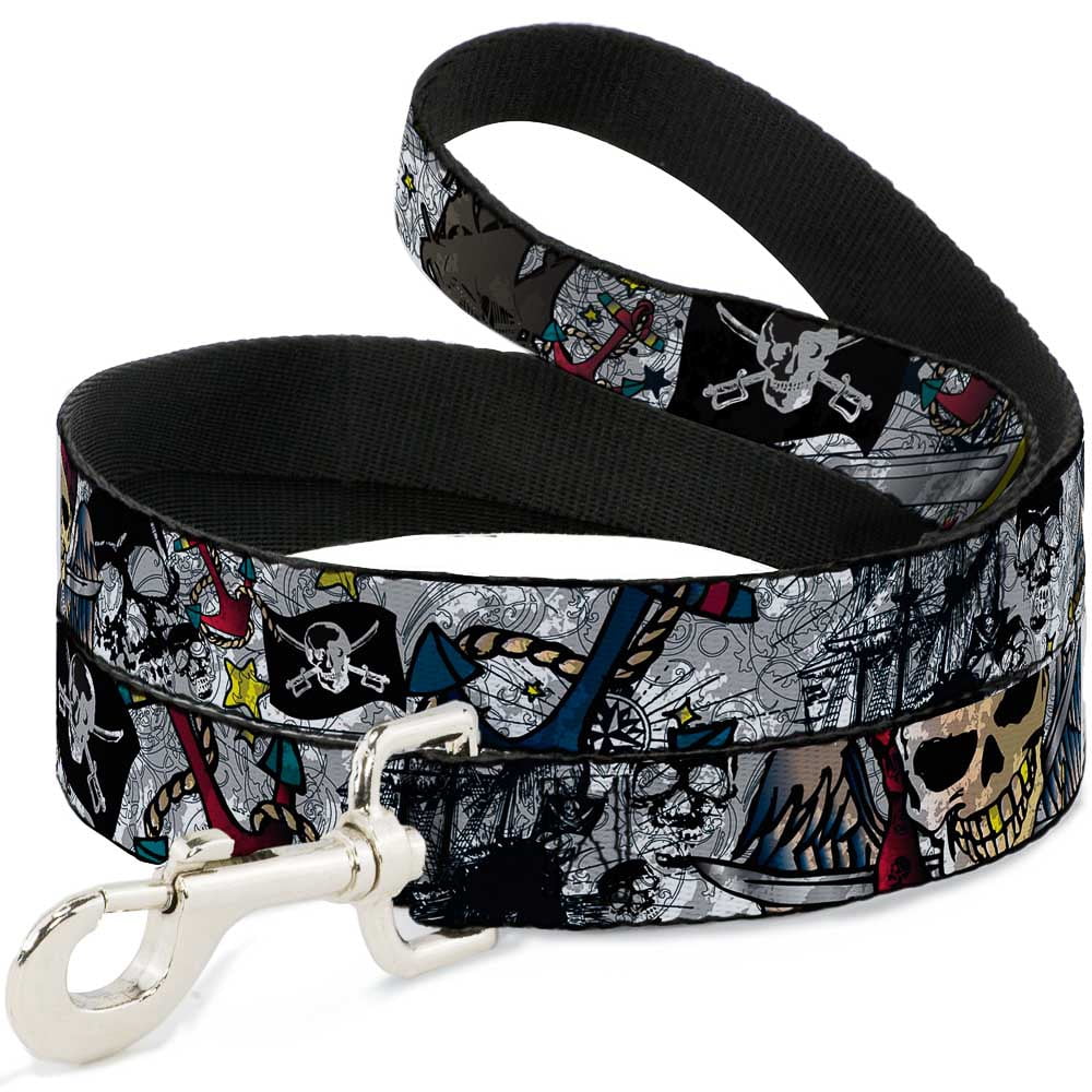 Buckle-Down Pet Leash, Dog Leash, Dead Men Tell No Tales Close Up White ...