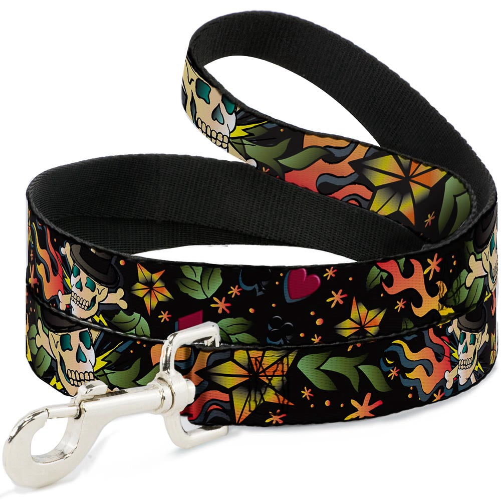 Buckle-Down Pet Leash, Dog Leash, Death or Glory Close Up Black, 4 Feet ...