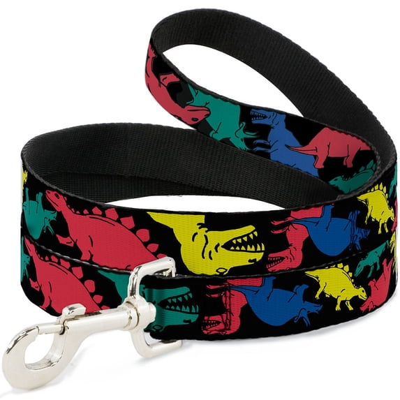 Buckle-Down Pet Leash, Dog Leash, Dinosaurs Black Multi Color, 6 Feet ...