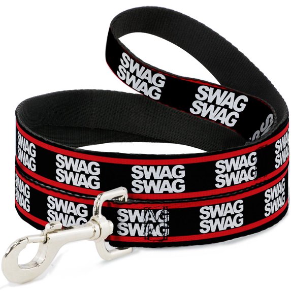 Buckle-Down Pet Leash, Dog Leash, Double Swag Black White Red Stripe, 6 ...