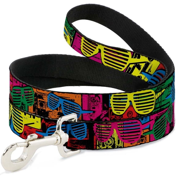 Buckle-Down Pet Leash, Dog Leash, Eighties Shades Tapes Black Neon, 4 ...