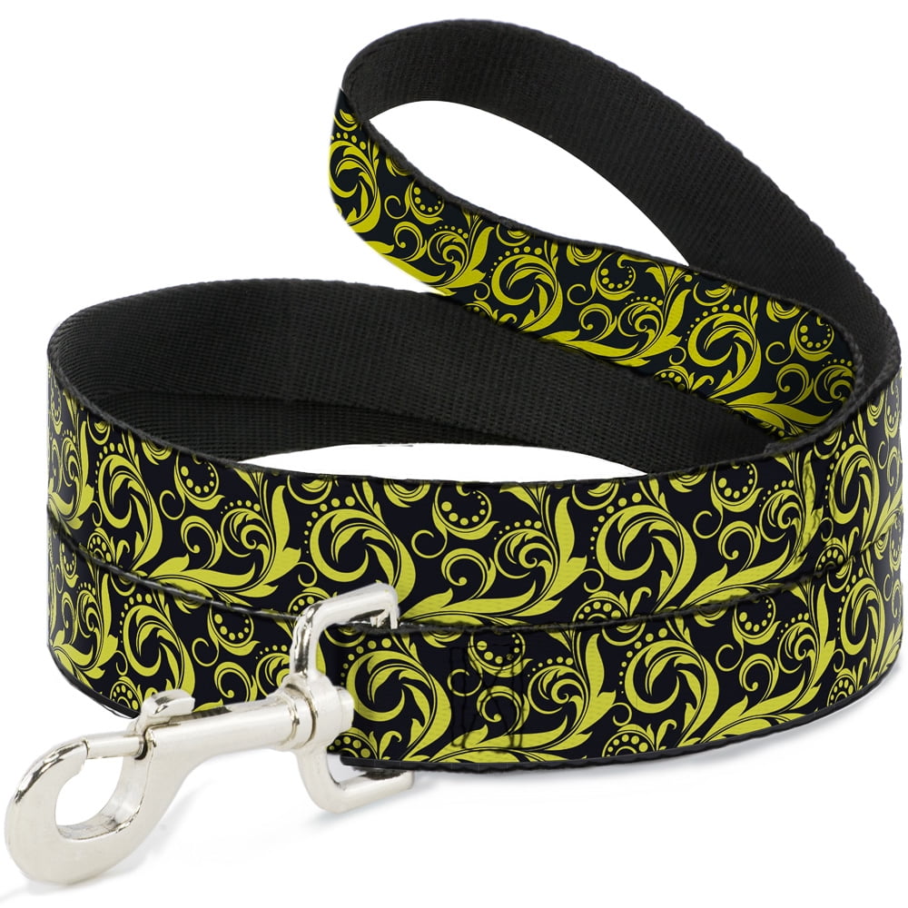 Buckle-Down Pet Leash, Dog Leash, Filigree Navy Yellow, 4 Feet Long 1.0 ...