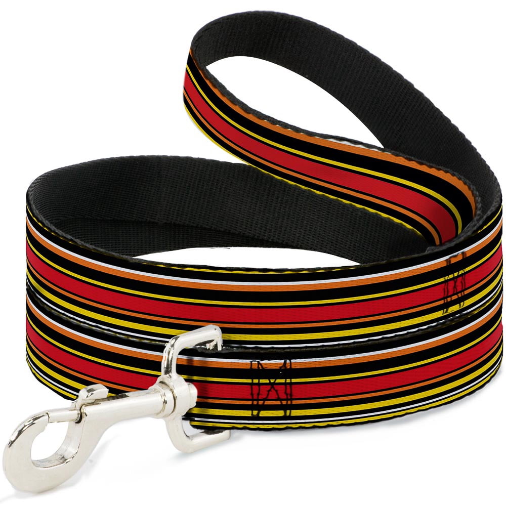 Buckle-Down Pet Leash, Dog Leash, Fine Stripes Black Yellows Orange Red ...