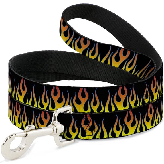 Buckle-Down Pet Leash, Dog Leash, Flames Black Yellow Orange, 4 Feet ...
