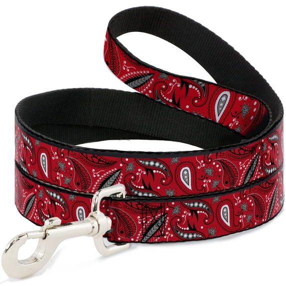 Buckle-Down Pet Leash, Dog Leash, Floral Paisley Red Black Gray White ...