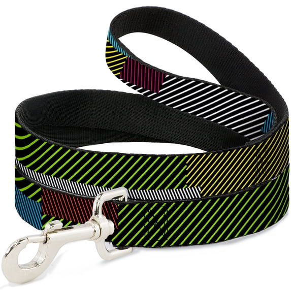 Buckle-Down Pet Leash, Dog Leash, Hash Mark Stripe Black Multi Color, 6 ...