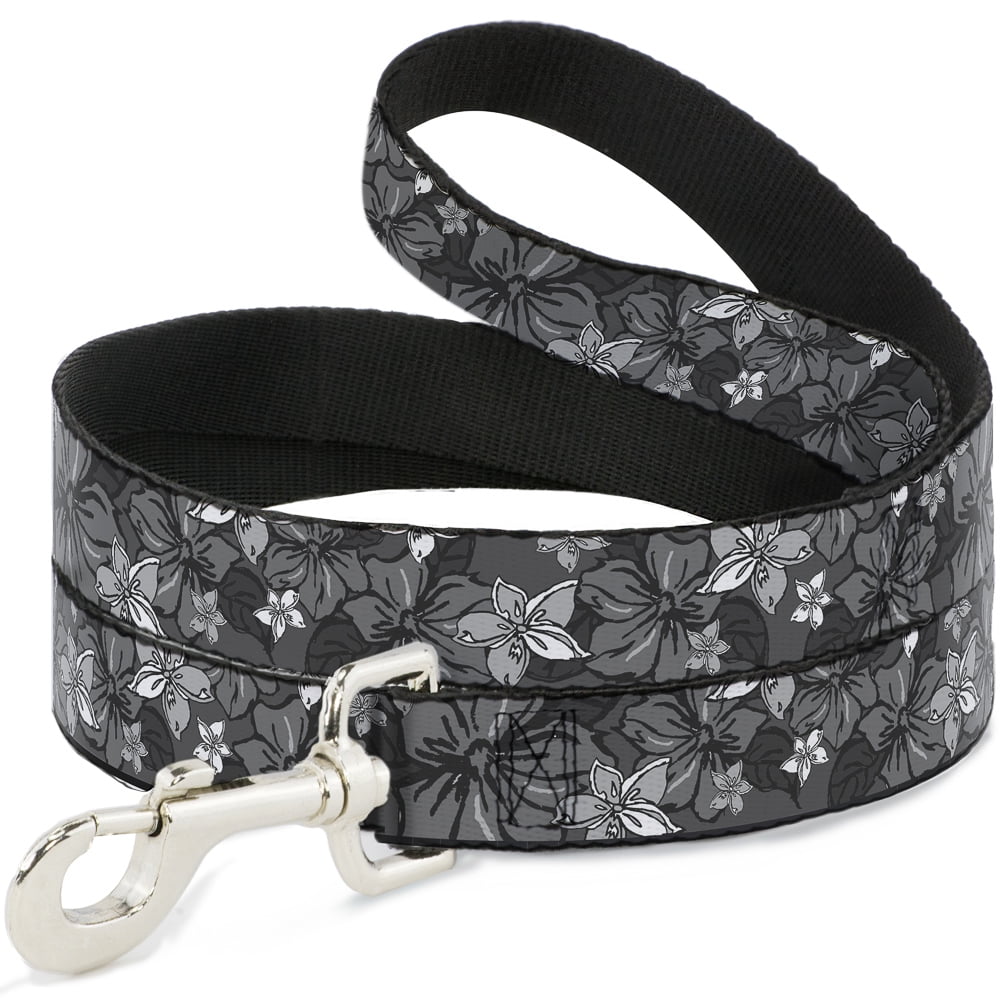 Buckle-Down Pet Leash, Dog Leash, Hibiscus Collage Gray Shades, 4 Feet ...