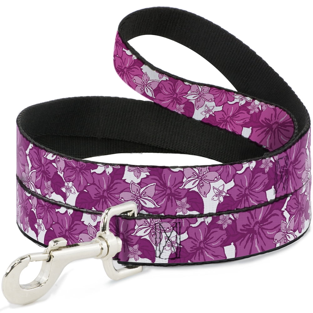 Buckle-Down Pet Leash, Dog Leash, Hibiscus Collage White Pinks, 4 Feet ...