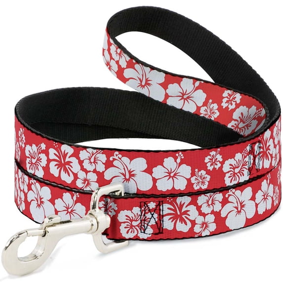 Buckle-Down Pet Leash, Dog Leash, Hibiscus Light Red White, 4 Feet Long ...