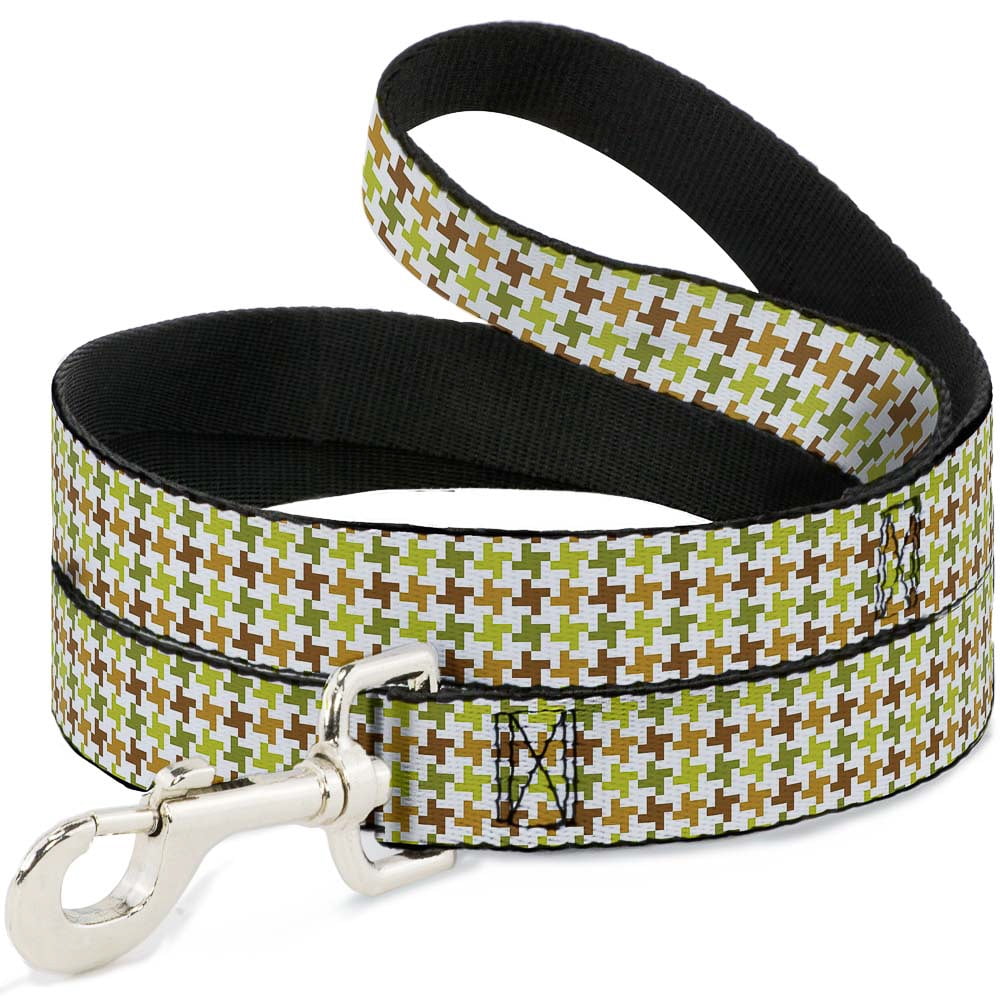 Buckle-Down Pet Leash, Dog Leash, Houndstooth White Green Brown, 4 Feet ...