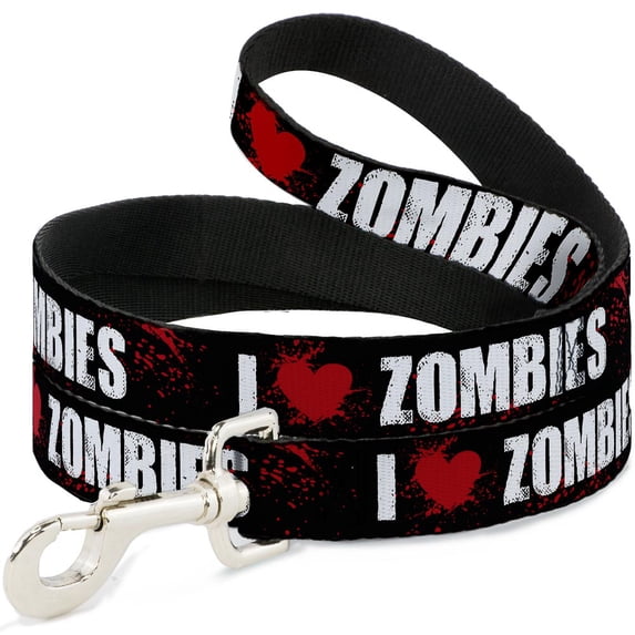 Buckle-Down Pet Leash, Dog Leash, I Heart Zombies Bold Splatter Black ...