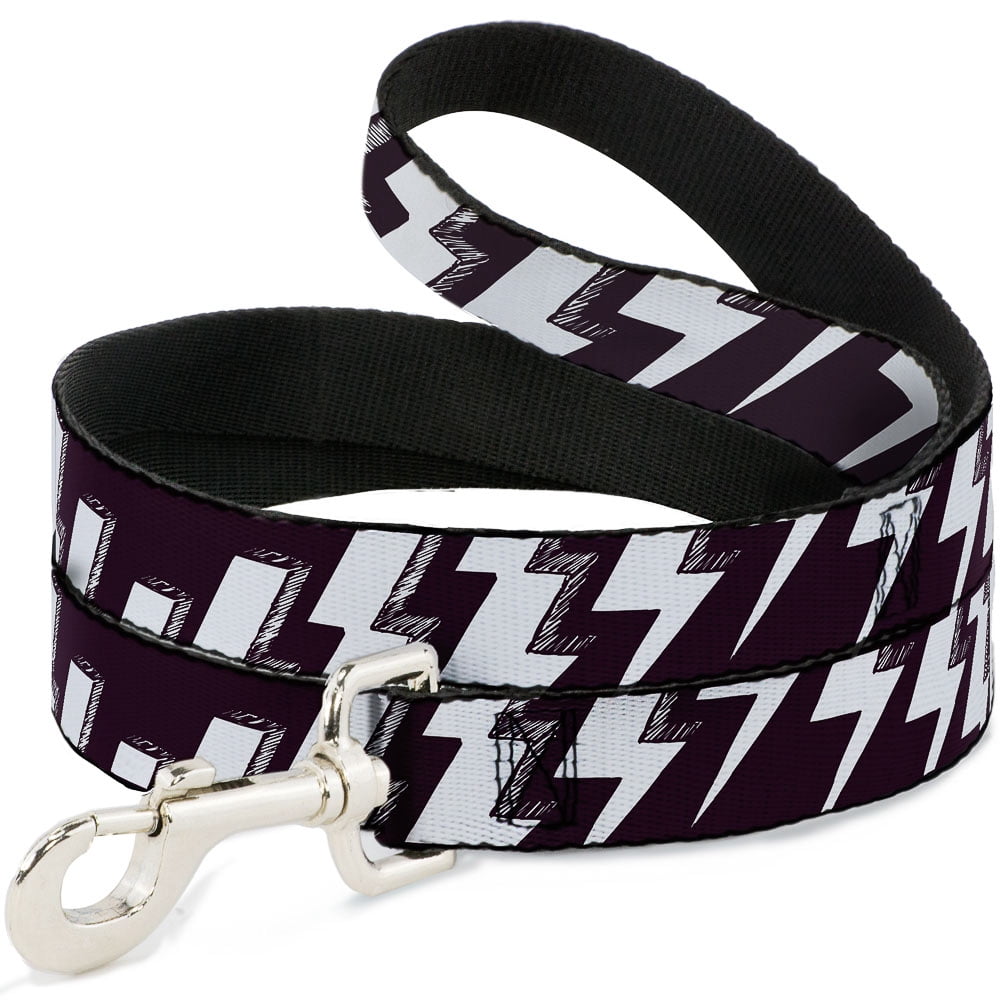 Buckle-Down Pet Leash, Dog Leash, Lightning Bolts Sketch Plum White, 4 ...