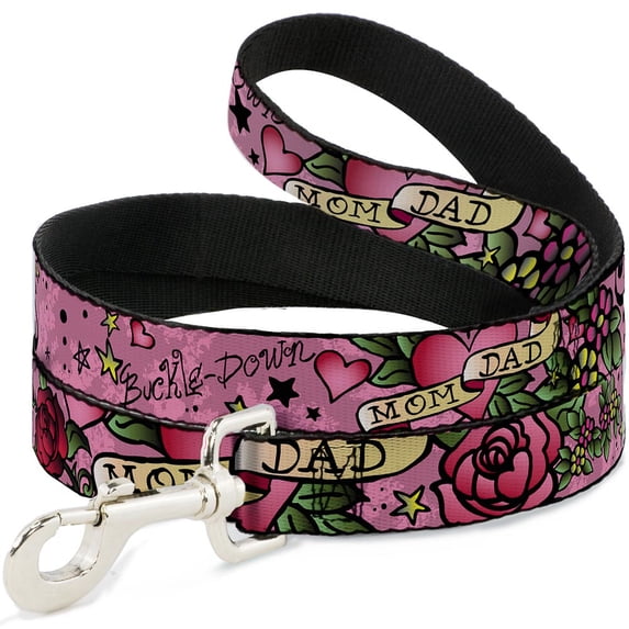 Buckle-Down Pet Leash, Dog Leash, Mom Dad Pink, 4 Feet Long 1.0 Inch ...