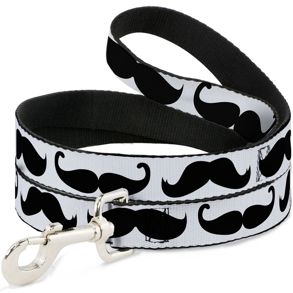 Buckle-Down Pet Leash, Dog Leash, Multi Mustaches Sketch White Black, 6 ...