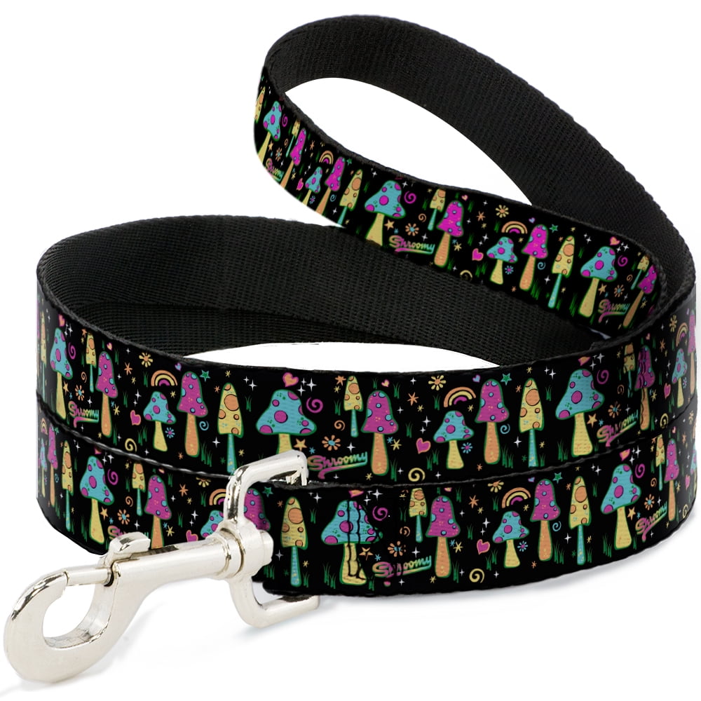 Buckle-Down Pet Leash, Dog Leash, Mushroom Shroomy Garden Black Multi ...