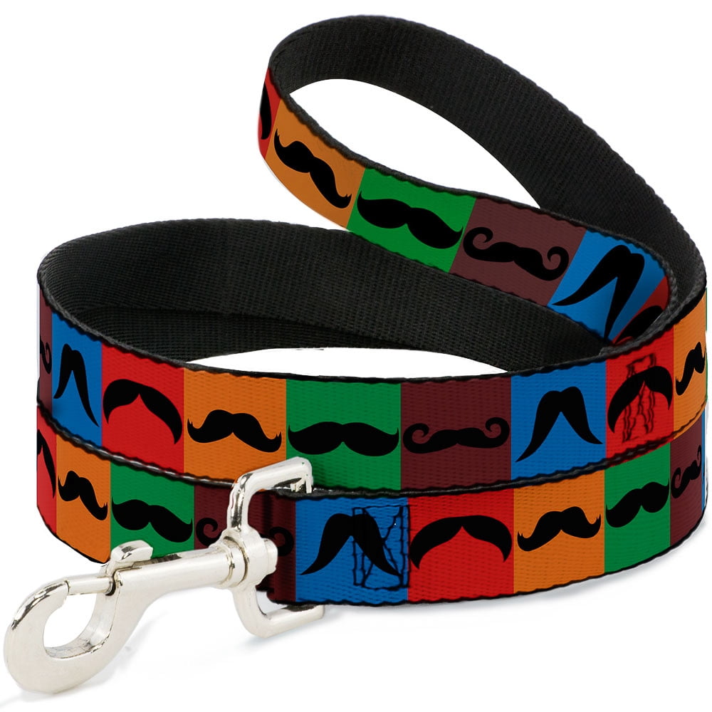 Buckle-Down Pet Leash, Dog Leash, Mustaches Multi Color Blocks Black, 6 ...