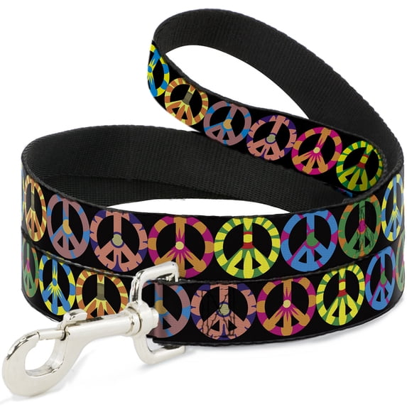 Buckle-Down Pet Leash, Dog Leash, Peace Flowers Black Multi Color, 4 ...