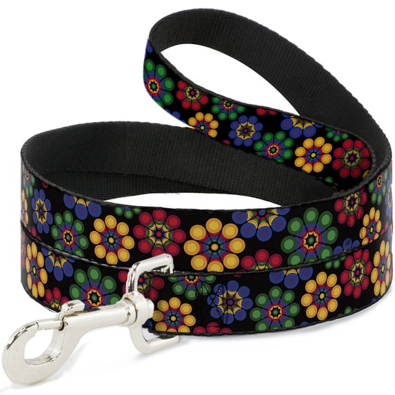 Buckle-Down Pet Leash, Dog Leash, Psychedelic Daisies Black Multi Color ...