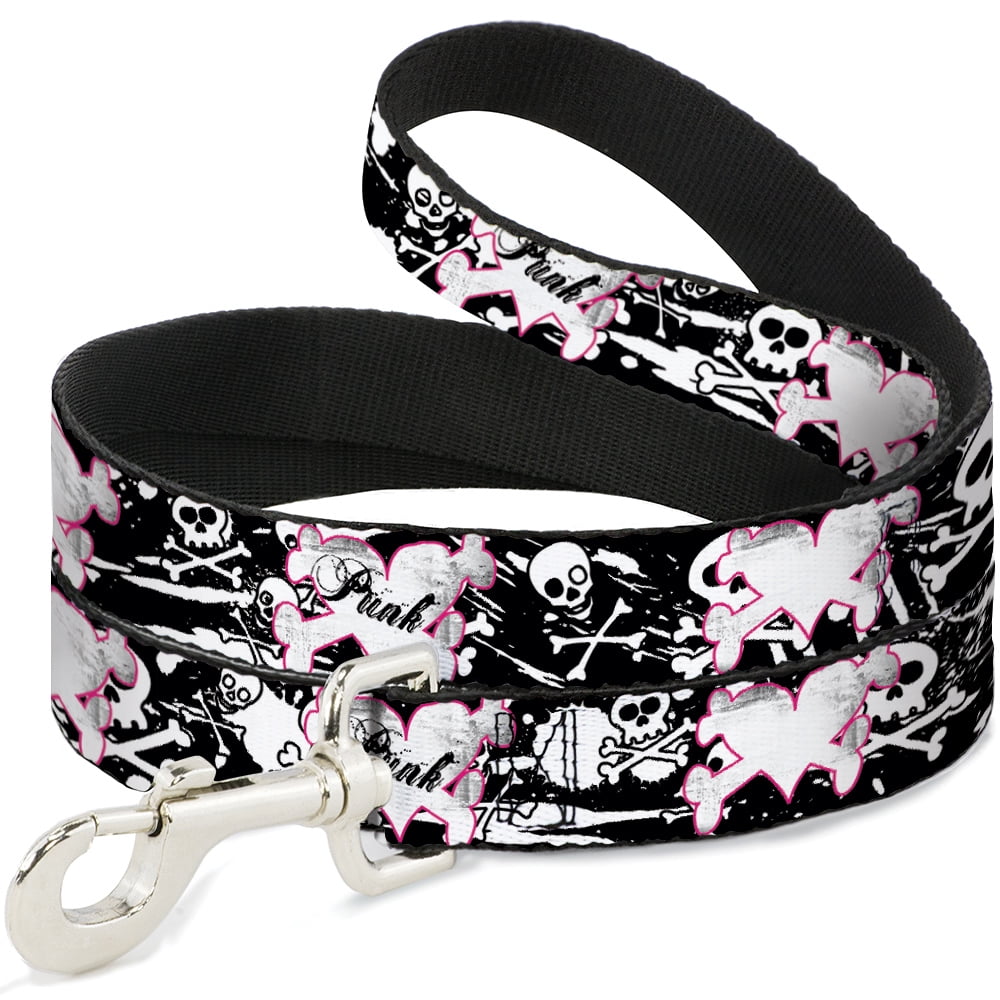 Buckle-Down Pet Leash, Dog Leash, Punk Heart Cross Bones Skulls ...