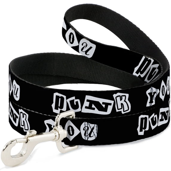 Buckle-Down Pet Leash, Dog Leash, Punk You Black White, 6 Feet Long 1.0 ...
