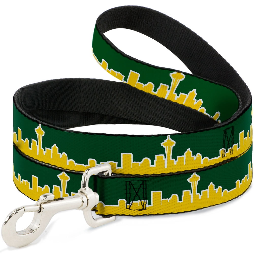 Buckle-Down Pet Leash, Dog Leash, Seattle Skyline Green Yellow, 4 Feet ...