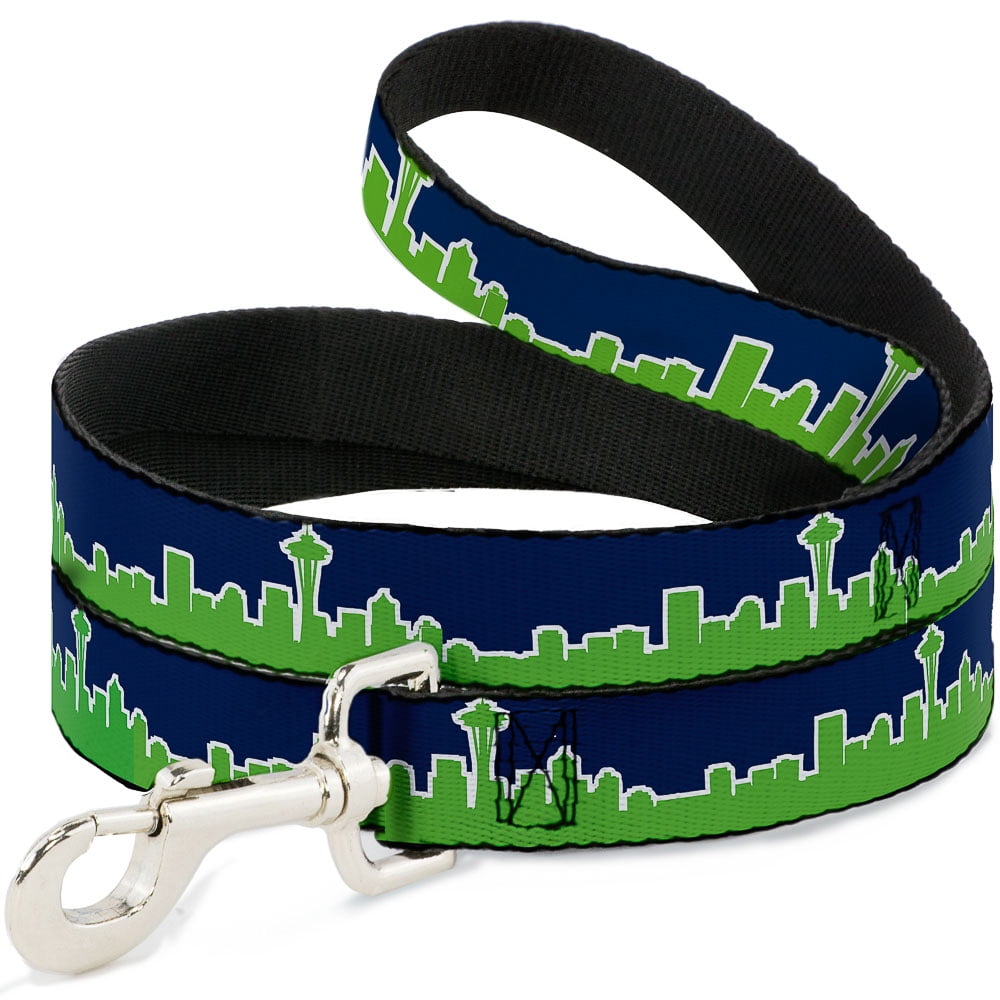 Buckle-Down Pet Leash, Dog Leash, Seattle Skyline Navy Bright Green, 6 ...
