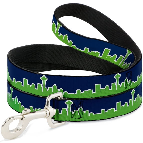 Buckle-Down Pet Leash, Dog Leash, Seattle Skyline Navy Bright Green, 6 ...
