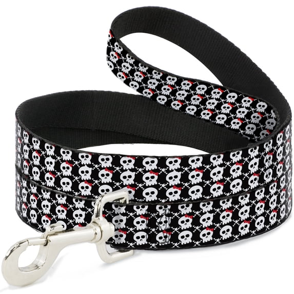 Buckle-Down Pet Leash, Dog Leash, Skull Bow Black White Red, 6 Feet ...