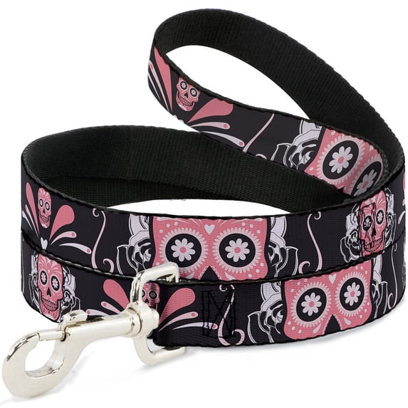 Buckle-Down Pet Leash, Dog Leash, Sugar Skulls Gray Pink, 4 Feet Long 1 ...