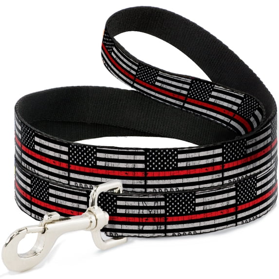 Buckle-Down Pet Leash, Dog Leash, Thin Red Line Flag Weathered Black ...