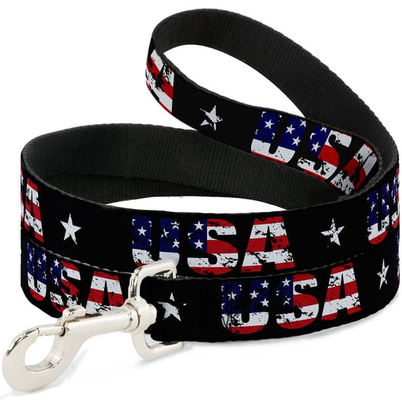 Buckle-Down Pet Leash, Dog Leash, USA Star Black US Flags, 4 Feet Long ...