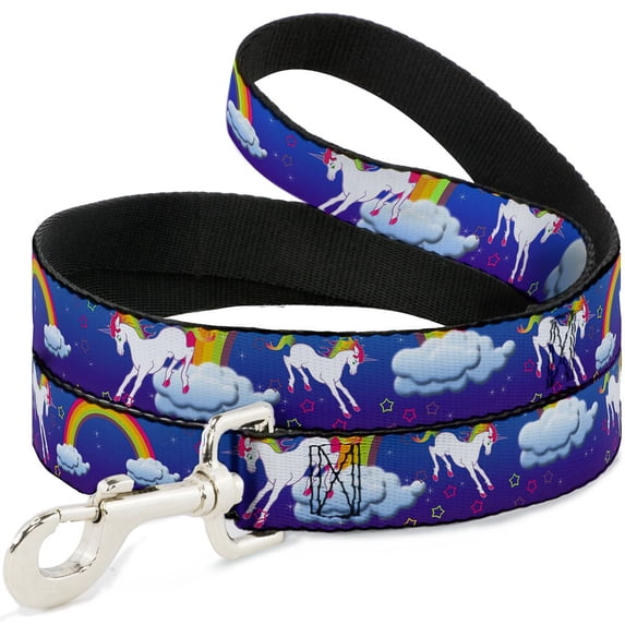 Buckle-Down Pet Leash, Dog Leash, Unicorns Rainbows Stars Blue Purple ...