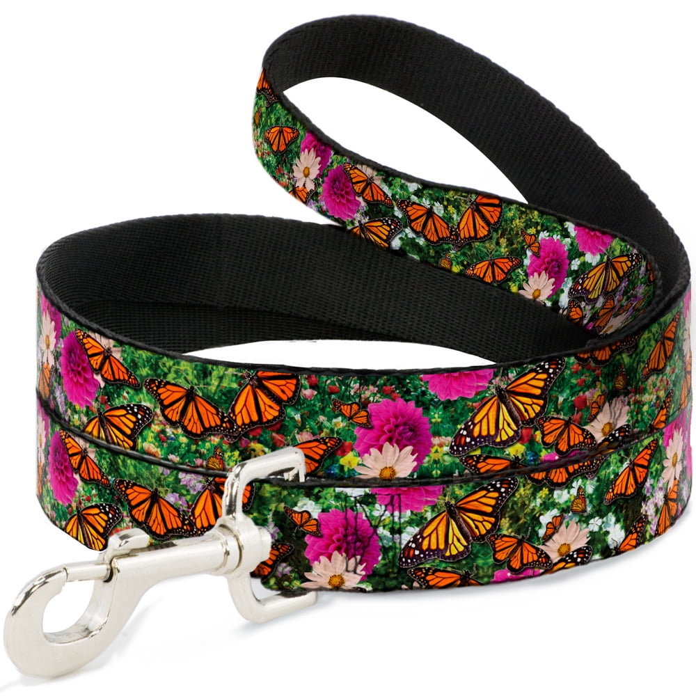 Buckle-Down Pet Leash, Dog Leash, Vivid Monarch Butterfly Garden, 4 ...